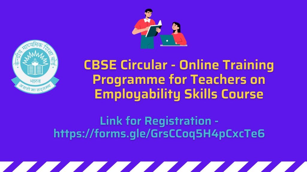 CBSE Circular - Online Training Programme for Teachers on Employability ...