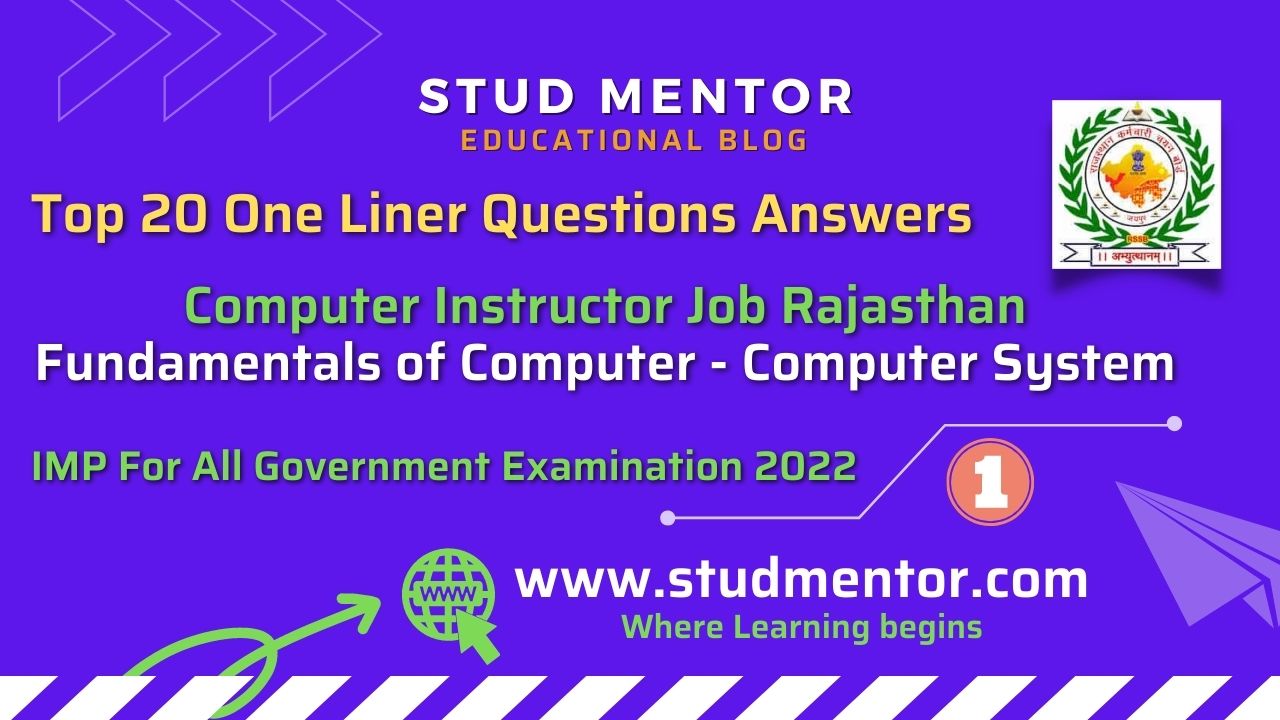 Fundamentals of Computer - Computer System (One Liner) | Computer ...