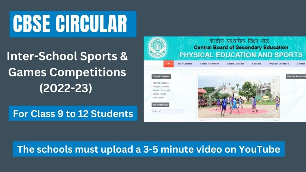 Circular - CBSE Inter-School Sports & Games Competitions (2022-23) for ...