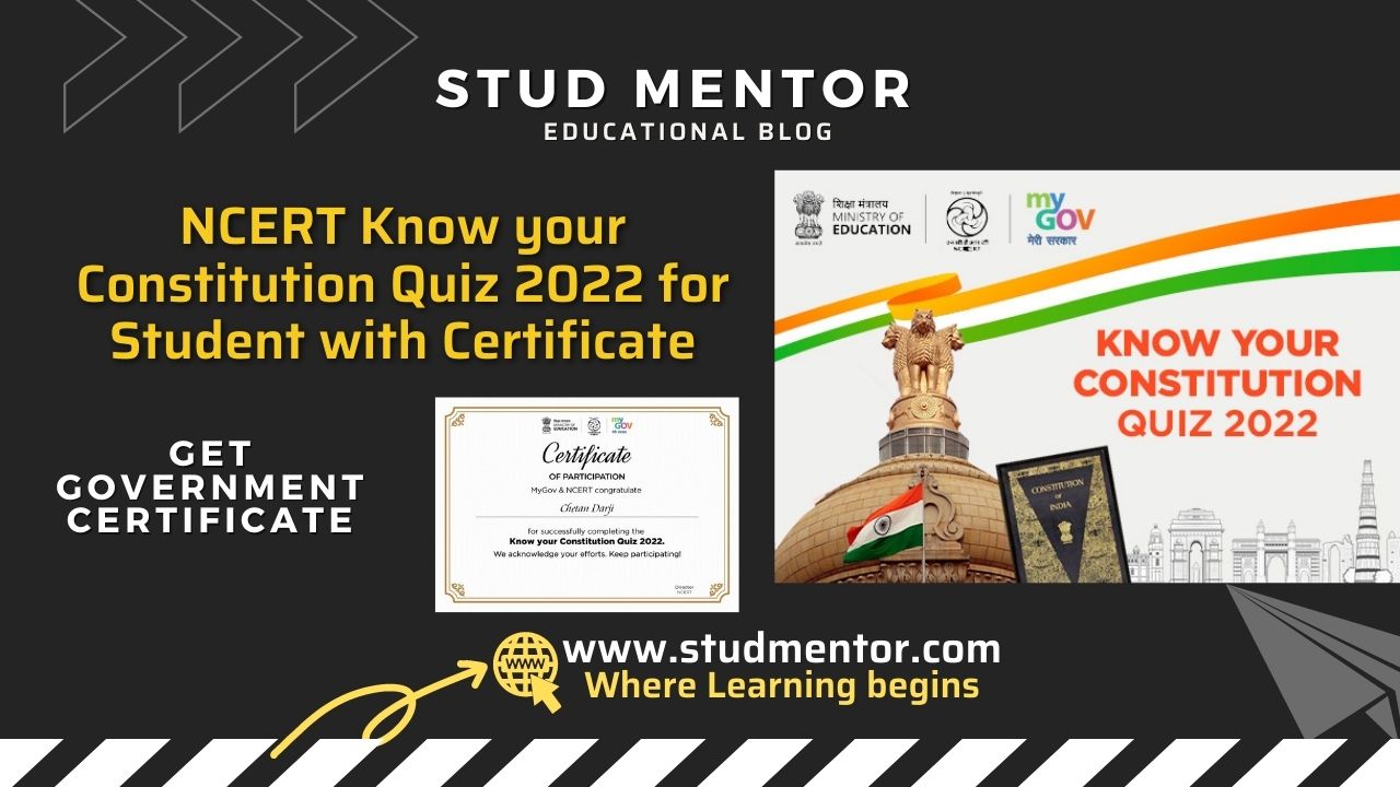 NCERT Know your Constitution Quiz 2022 for Student with Certificate