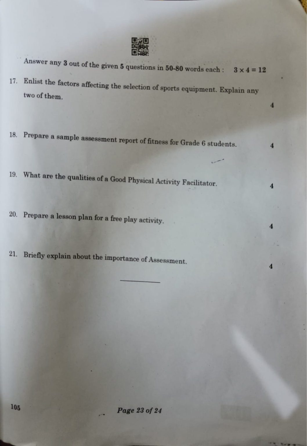 CBSE Class 10 Physical Activity Trainer Paper Solution Answer Key 2023 ...