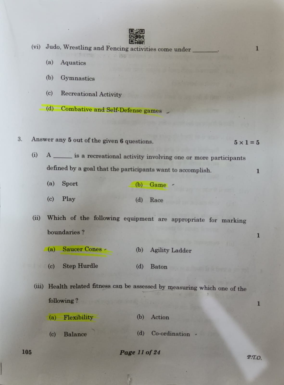 CBSE Class 10 Physical Activity Trainer Paper Solution Answer Key 2023 ...