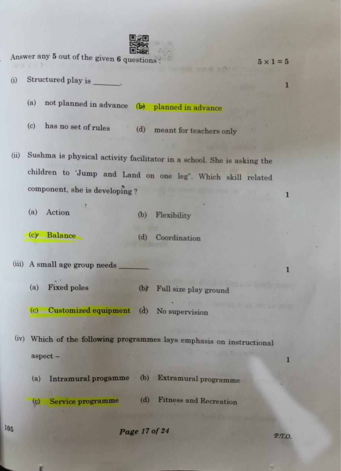 CBSE Class 10 Physical Activity Trainer Paper Solution Answer Key 2023 ...