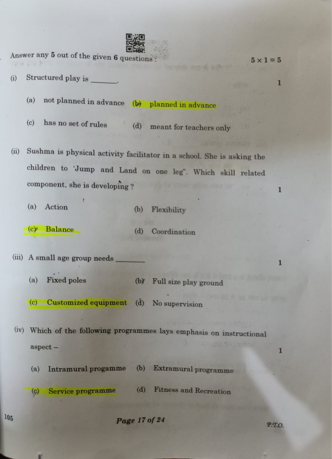 CBSE Class 10 Physical Activity Trainer Paper Solution Answer Key 2023 ...