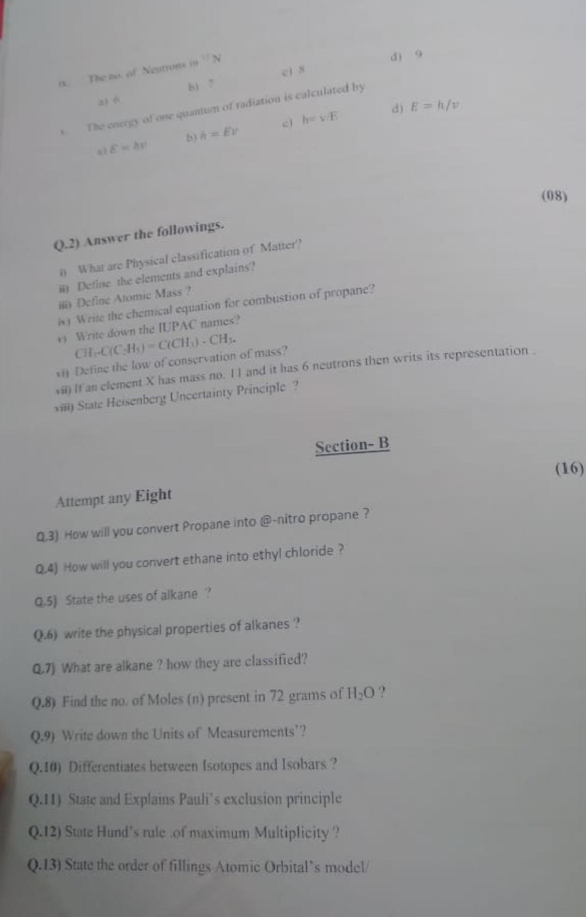 Download Class 11 Chemistry Old Question Paper Second Term Exam ...