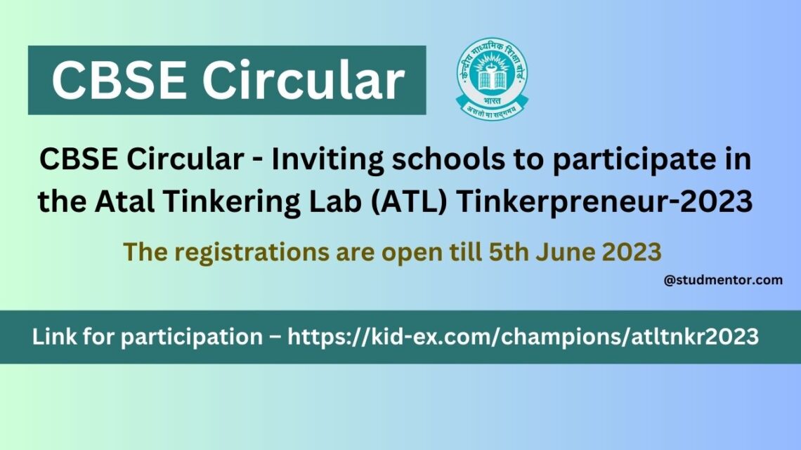 CBSE Circular - Inviting schools to participate in the Atal Tinkering ...