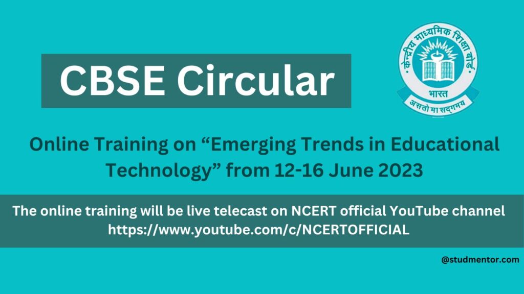 CBSE Circular - Online Training on “Emerging Trends in Educational ...