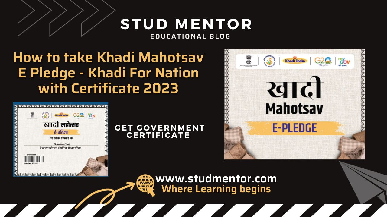 How to take Khadi Mahotsav E Pledge - Khadi For Nation with Certificate ...
