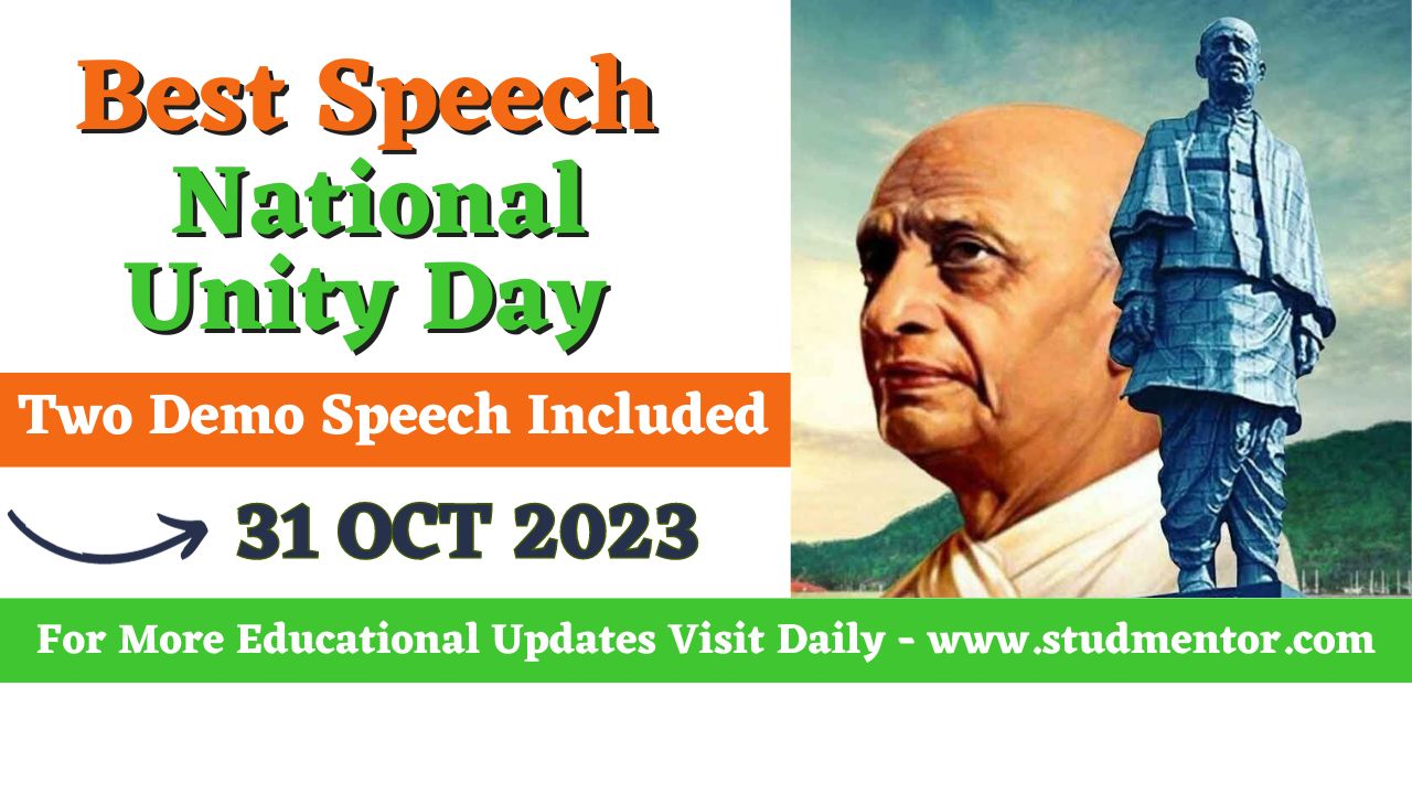 Best Speech on National Unity Day in English – 31 October 2023
