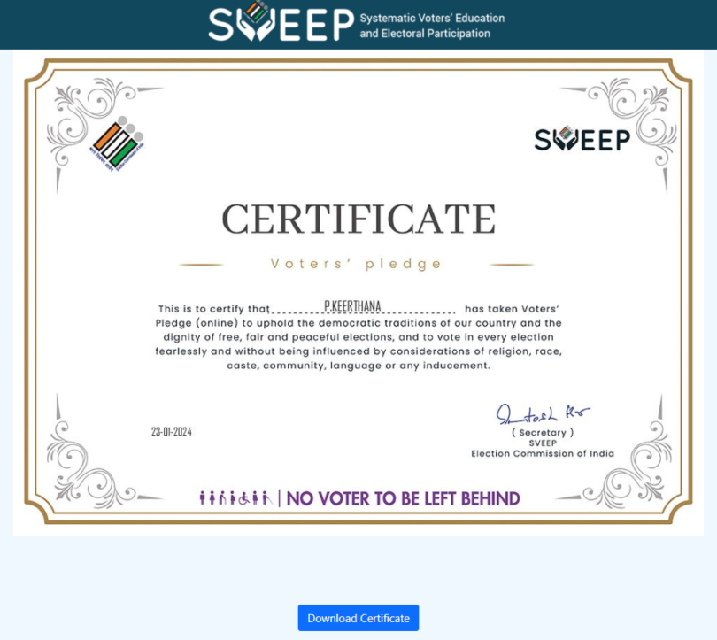How to take Pledge on National Voters Day - 2024 with Certificate