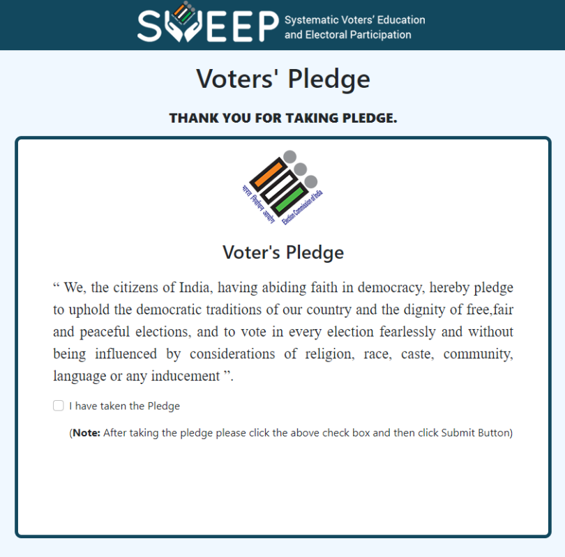 How to take Pledge on National Voters Day - 2024 with Certificate