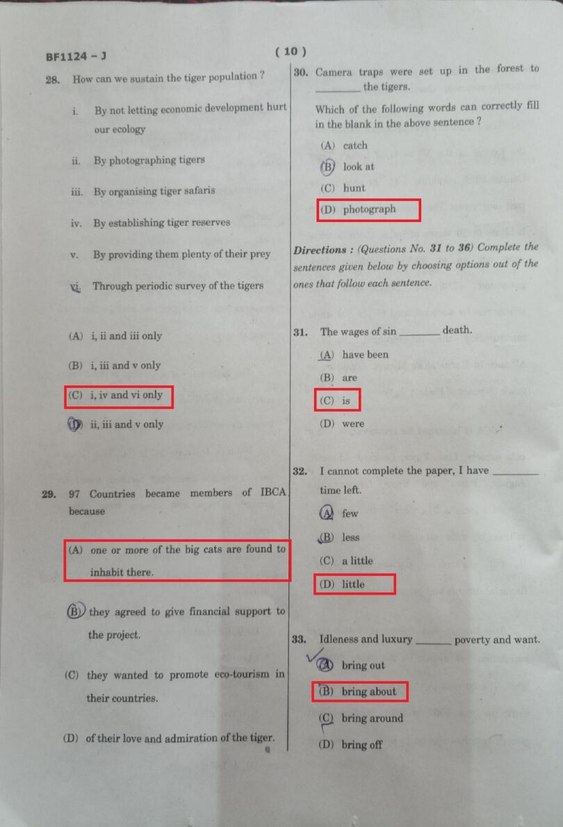 Navodaya Class 11 Paper Solution 2024 Answer Key 10 February