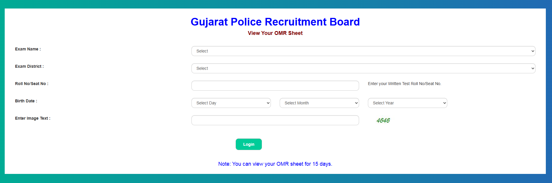 Uploaded - Download OMR Sheets of Gujarat Police Constable (15 June ...
