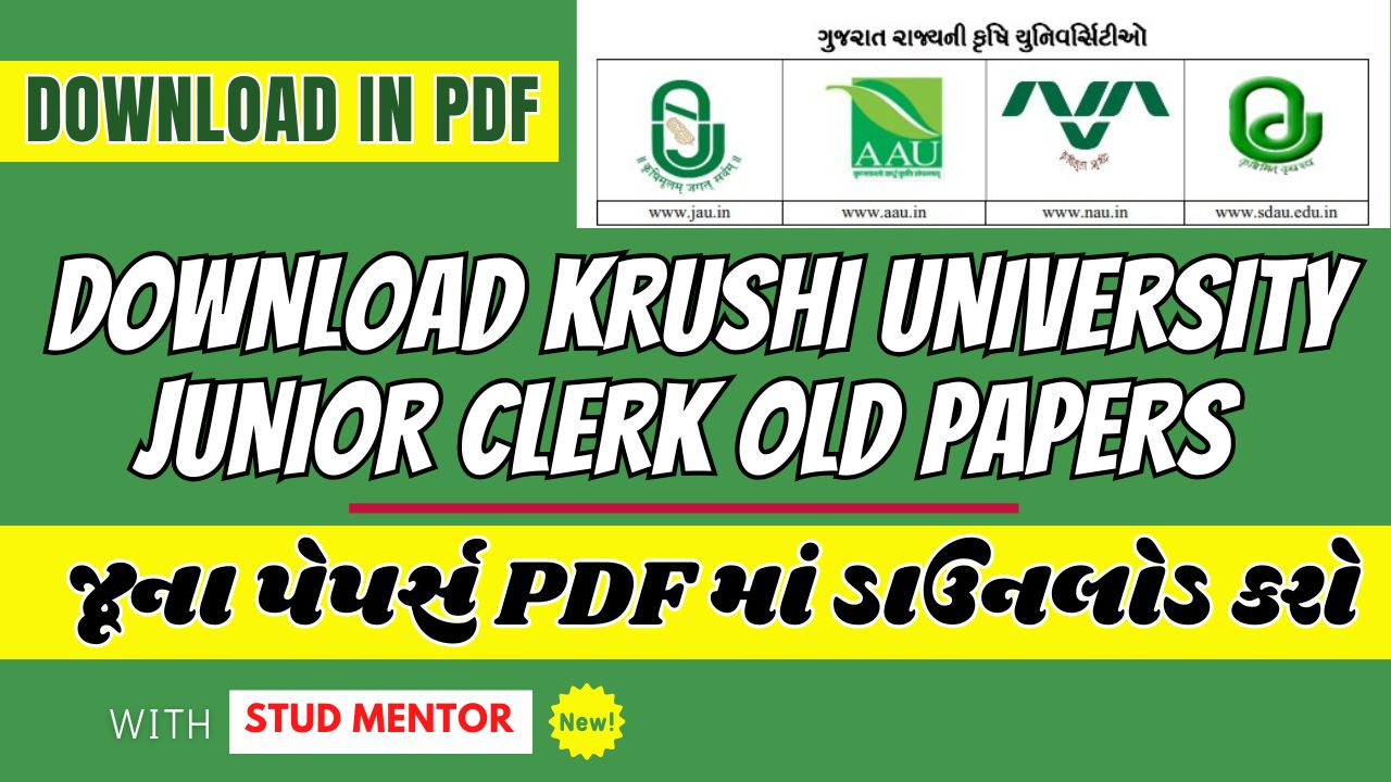 Download Krushi University Junior Clerk Old Papers in PDF
