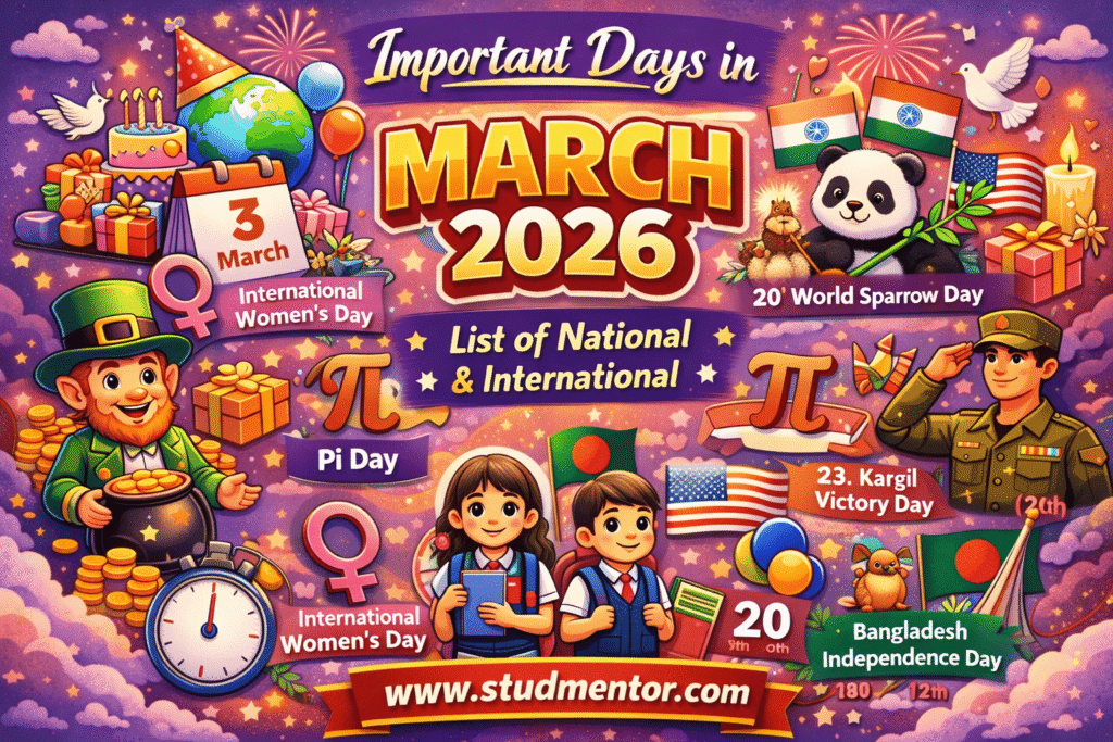 Important Days in March 2026 - List of National International